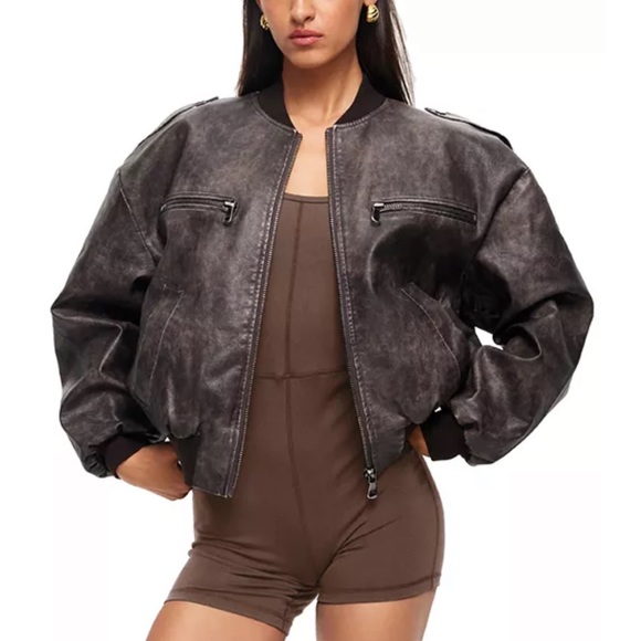Lioness | Jackets & Coats | Lioness Casey Faux Leather Cropped Bomer ...